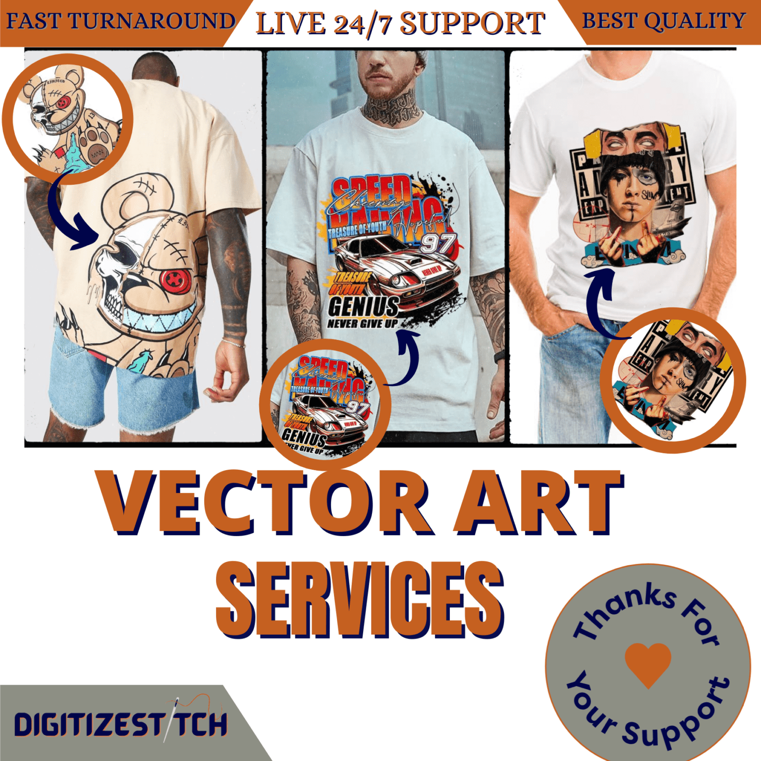 Machine Embroidery Digitizing & Vector Art Services | Digitizestitch